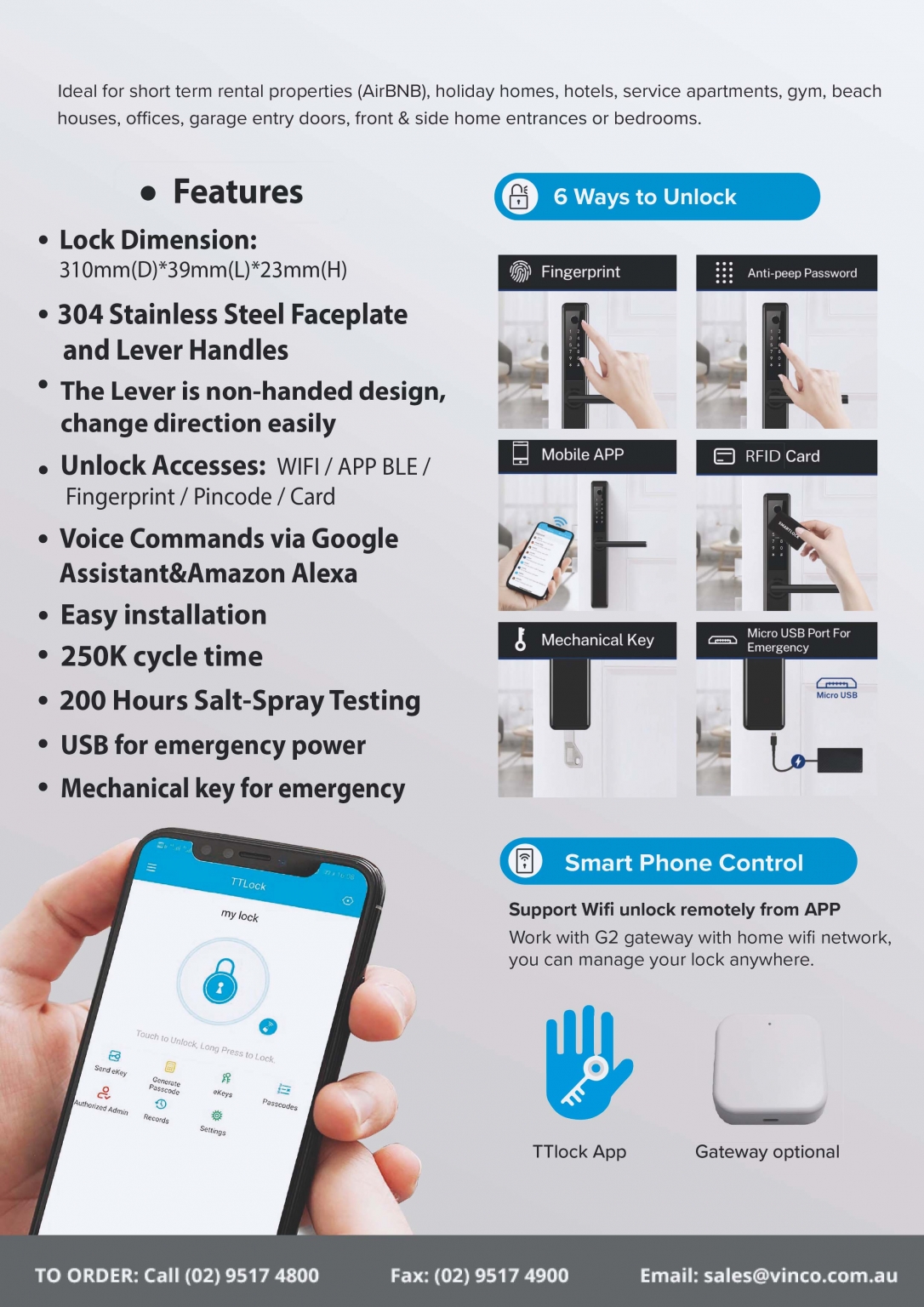 Vinco – Smart Digital Lock Narrow Style