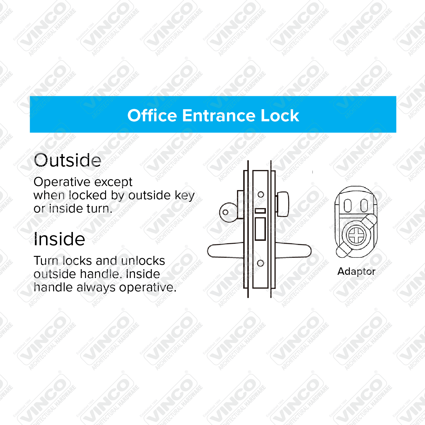 Vinco Office Entrance Lockset Solid Vinco Office Entrance Lockset Solid